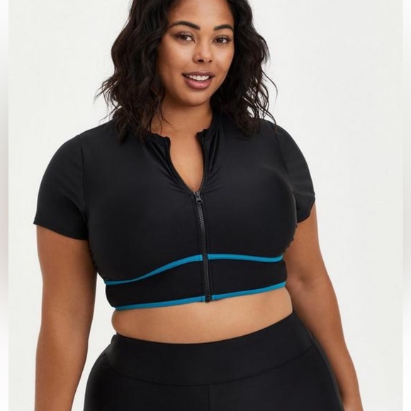 torrid | Swim | Torrid Active Swim Crop Zipper Rashguard | Poshmark